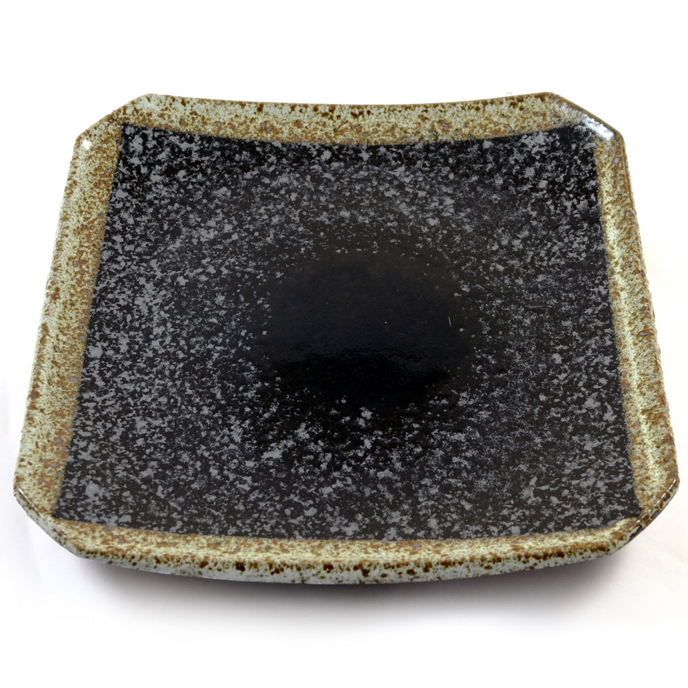 Japanese Square Sushi Plate - Black Speckle Glaze – zen minded